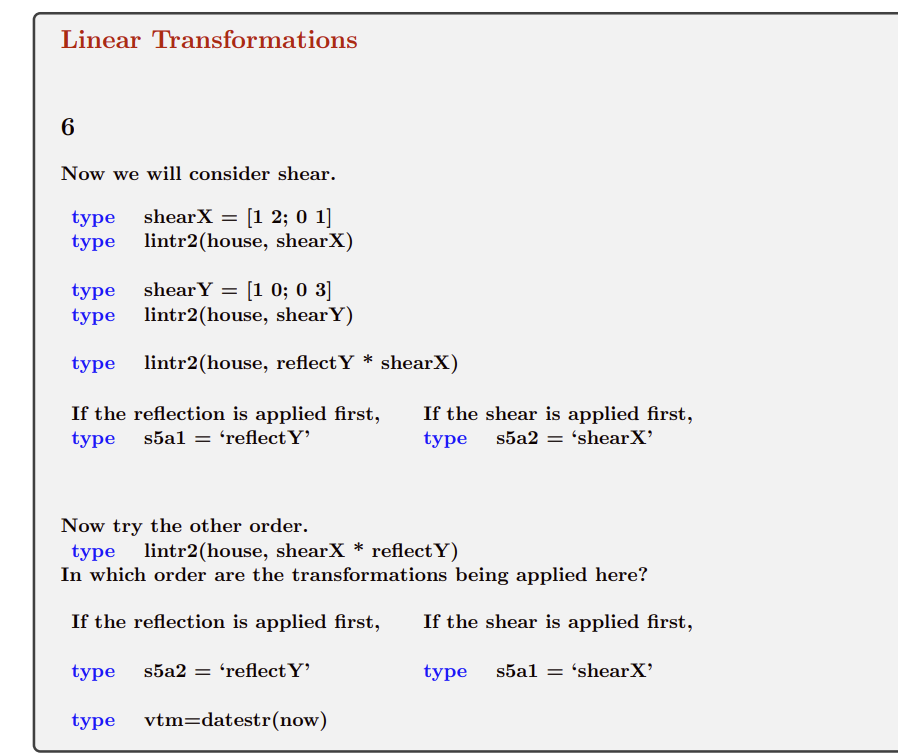 Solved Linear Transformations6Now we will consider | Chegg.com