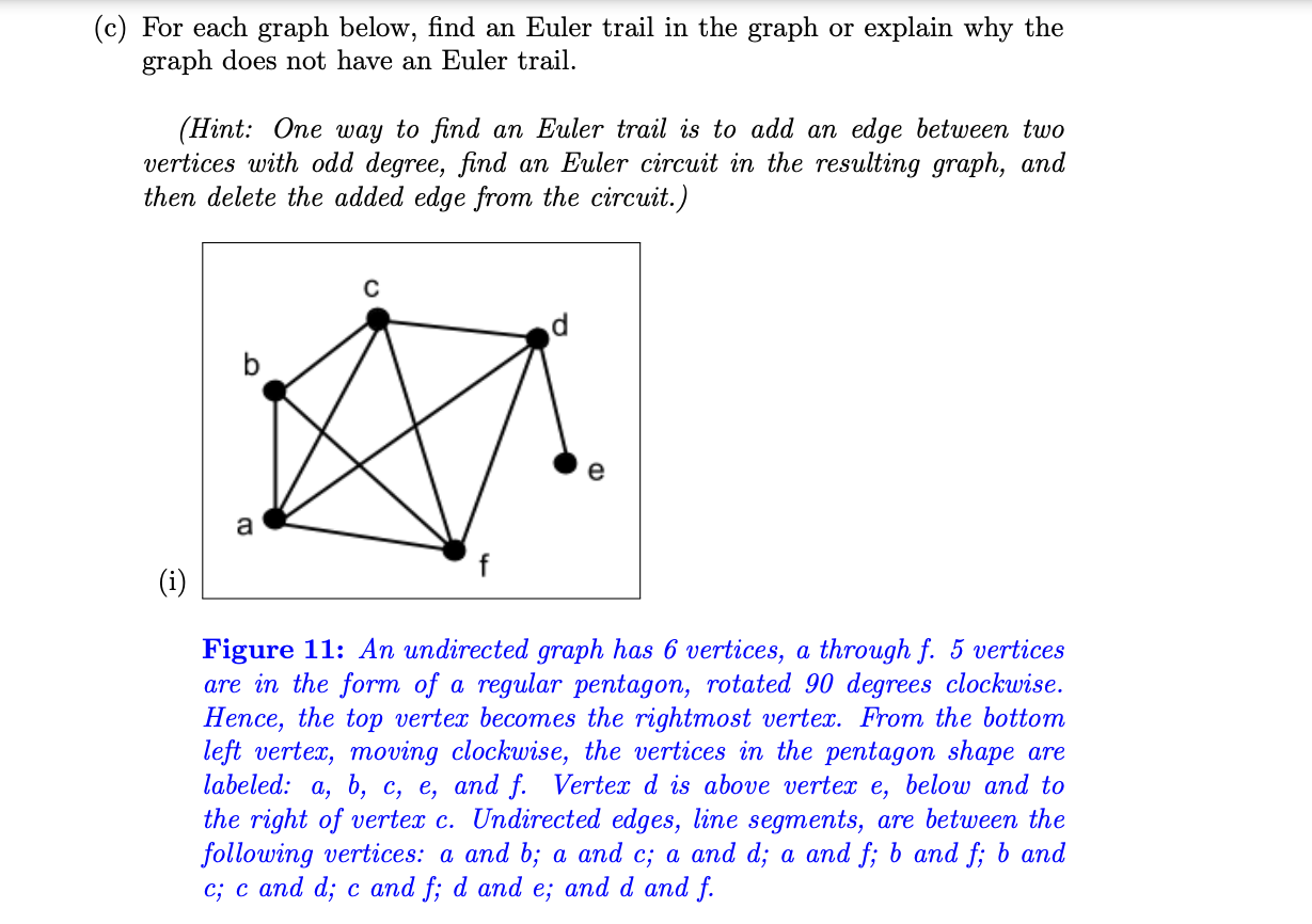 Solved For parts (a) and (b) below, find an Euler circuit in | Chegg.com