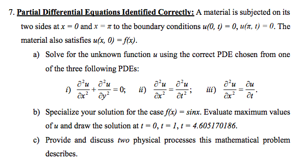 Solved 7. Partial Differential Equations Identified | Chegg.com