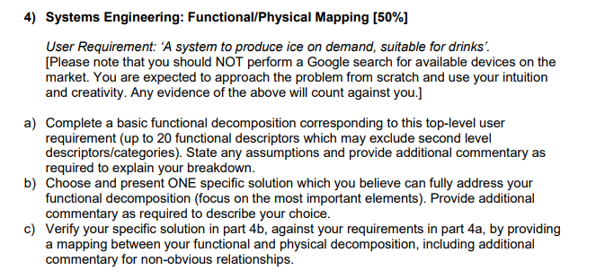 4) Systems Engineering: Functional/Physical Mapping | Chegg.com
