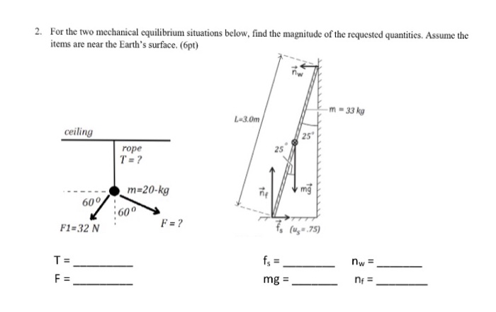 Solved 2. For the two mechanical equilibrium situations | Chegg.com