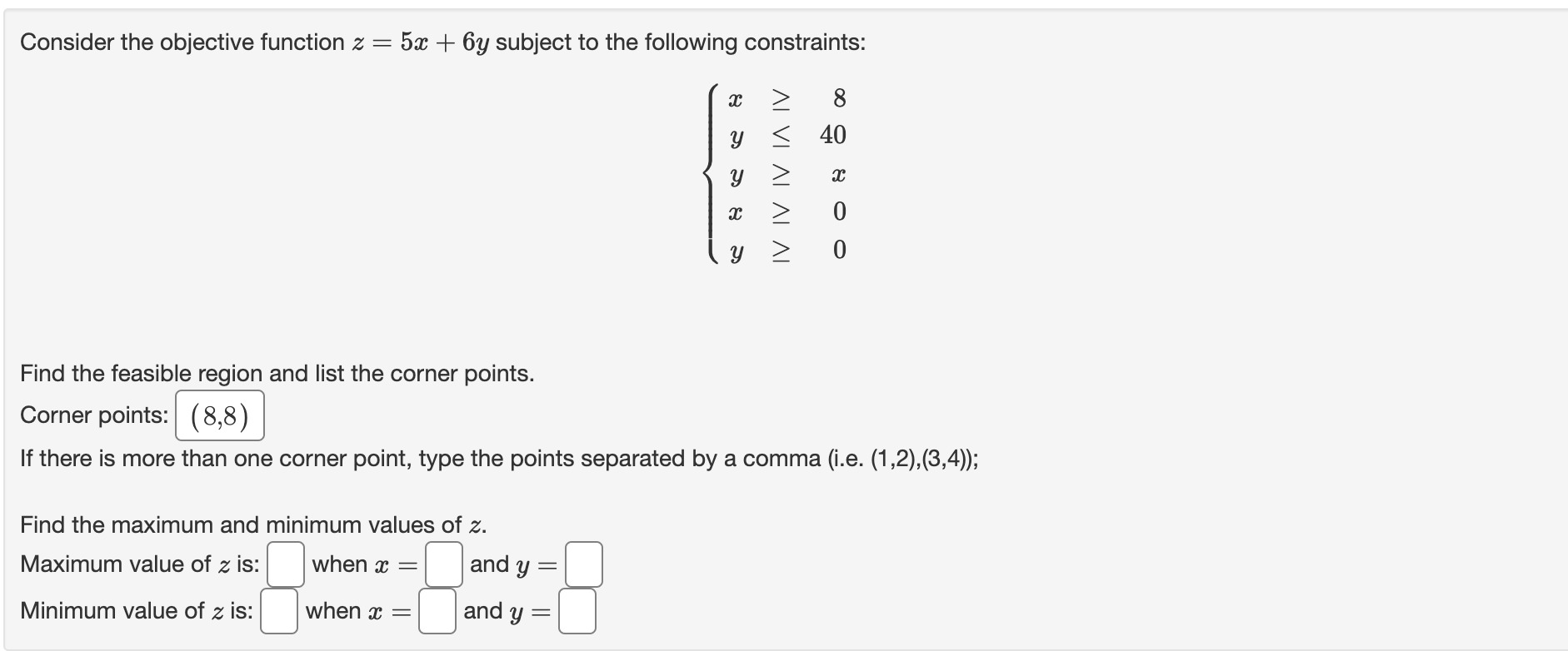 Solved Consider The Objective Function Z 5x 6y Subject