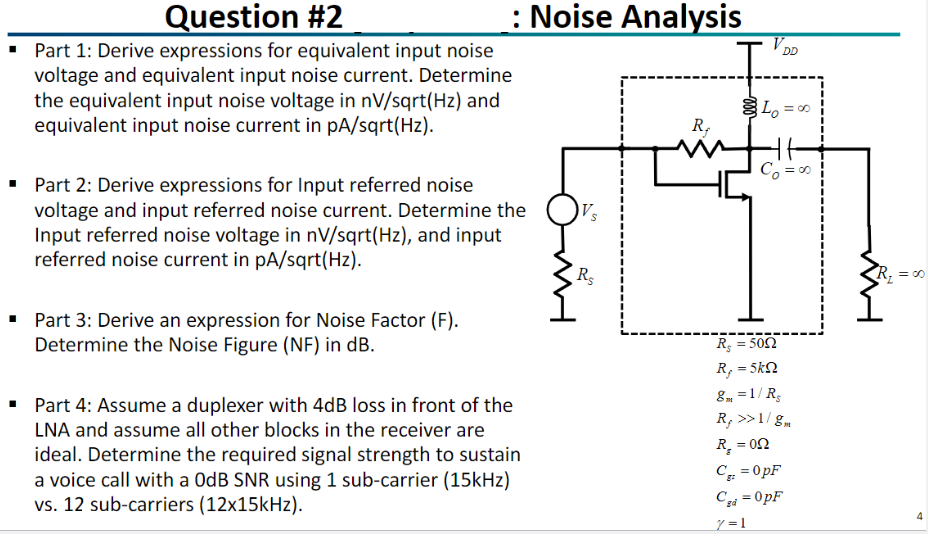 DD Question #2 : Noise Analysis Part 1: Derive | Chegg.com