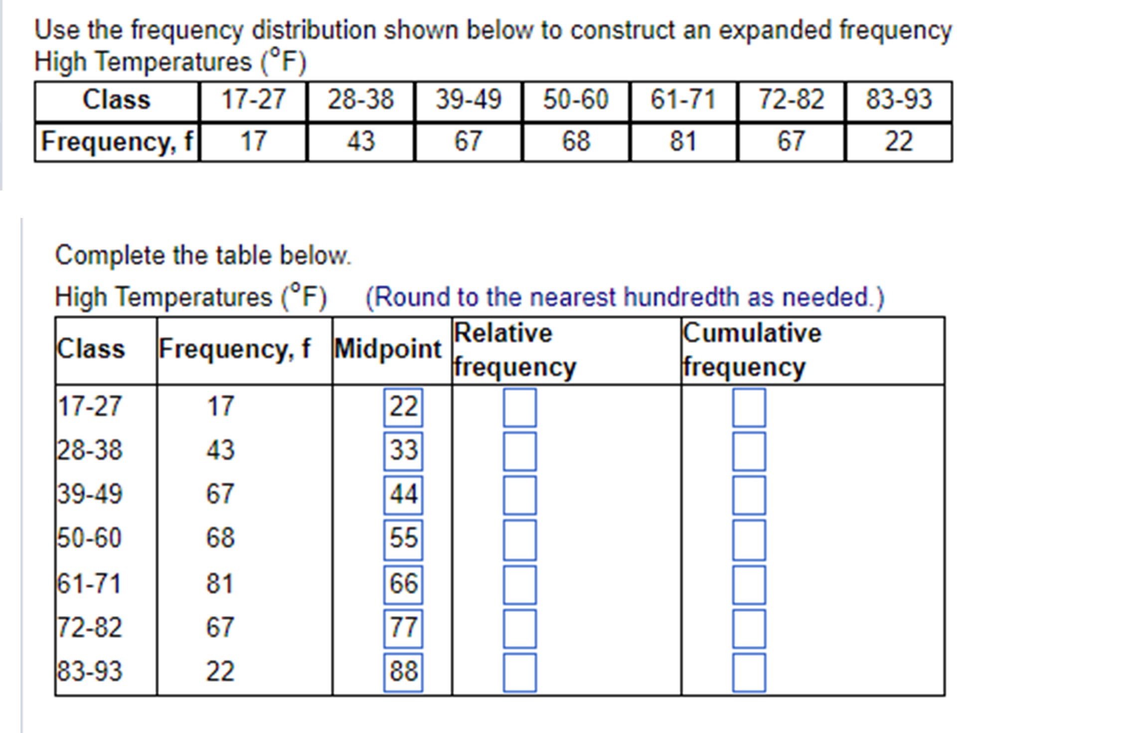Solved Please help me complete the following table:Use the | Chegg.com