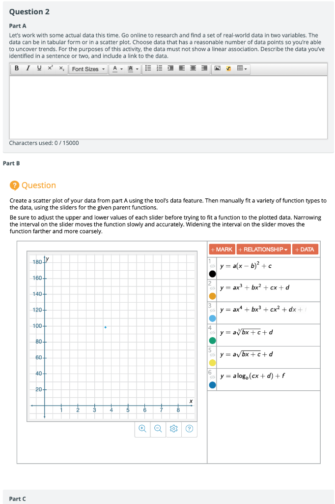 Question 2 Part A Let's work with some actual data | Chegg.com