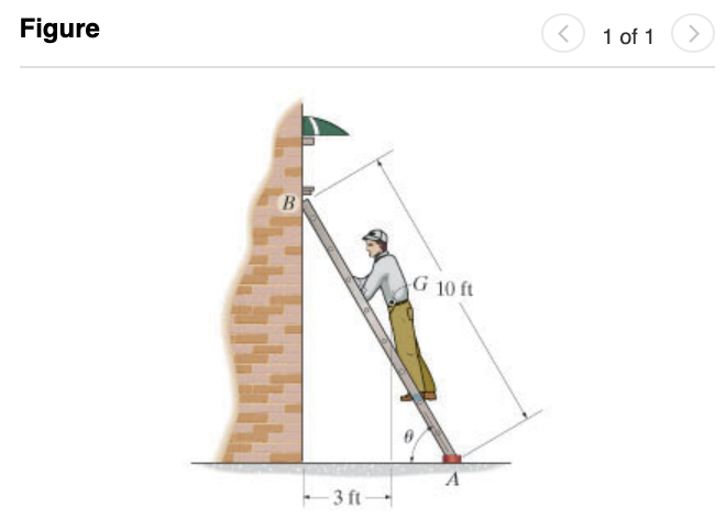 Solved The 180-1b man climbs up the ladder and stops at the | Chegg.com
