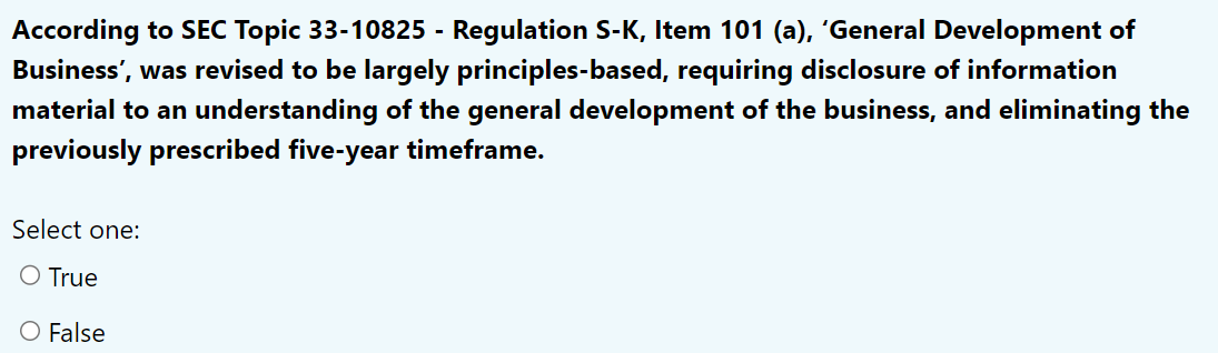Solved According to SEC Topic 33-10825 - Regulation S-K, | Chegg.com