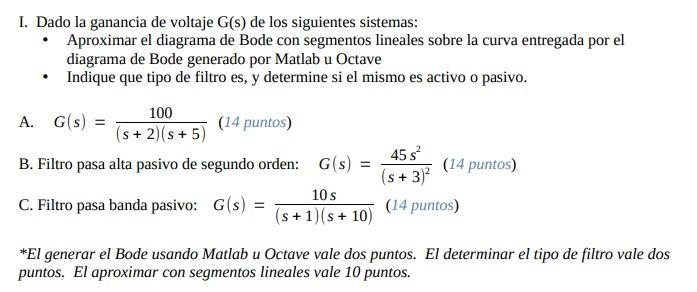 Solved I. Given the voltage gain G(s) of the following | Chegg.com