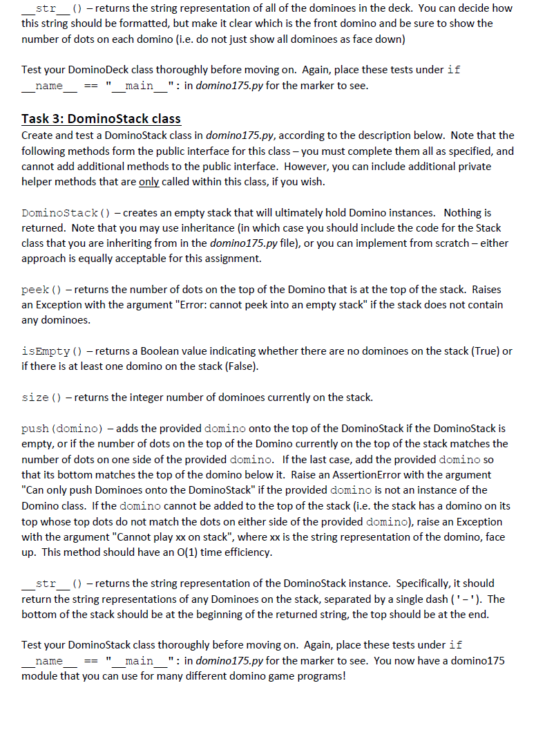 Solved Task 1: Domino class Create a Python file called | Chegg.com