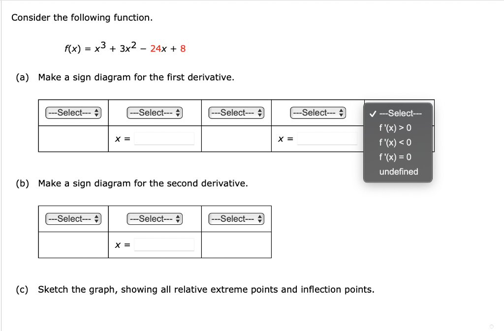 Solved Consider the following function. f(x) = x3 + 3x2 – | Chegg.com