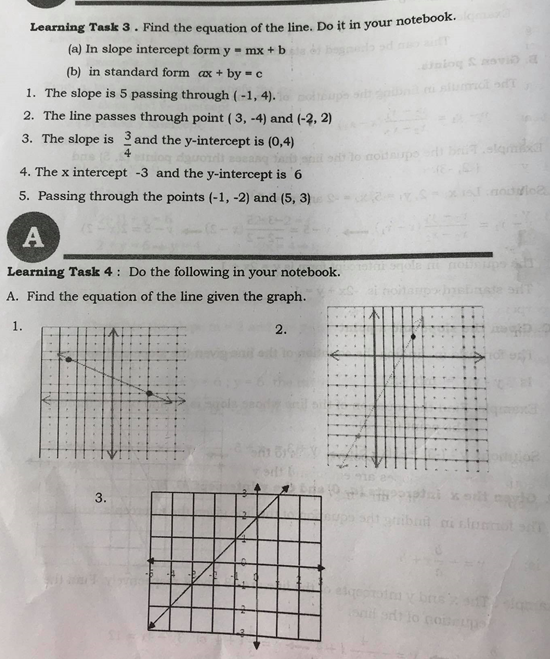 Solved aloeb Learning Task 3 . Find the equation of the | Chegg.com