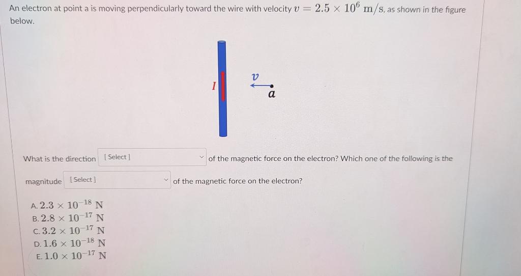 Solved An electron at point a is moving perpendicularly | Chegg.com