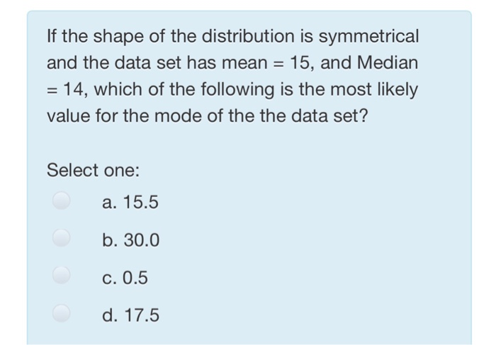 Solved If the shape of the distribution is symmetrical and | Chegg.com