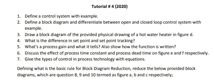 Solved Tutorial #4 (2020) 1. Define a control system with | Chegg.com