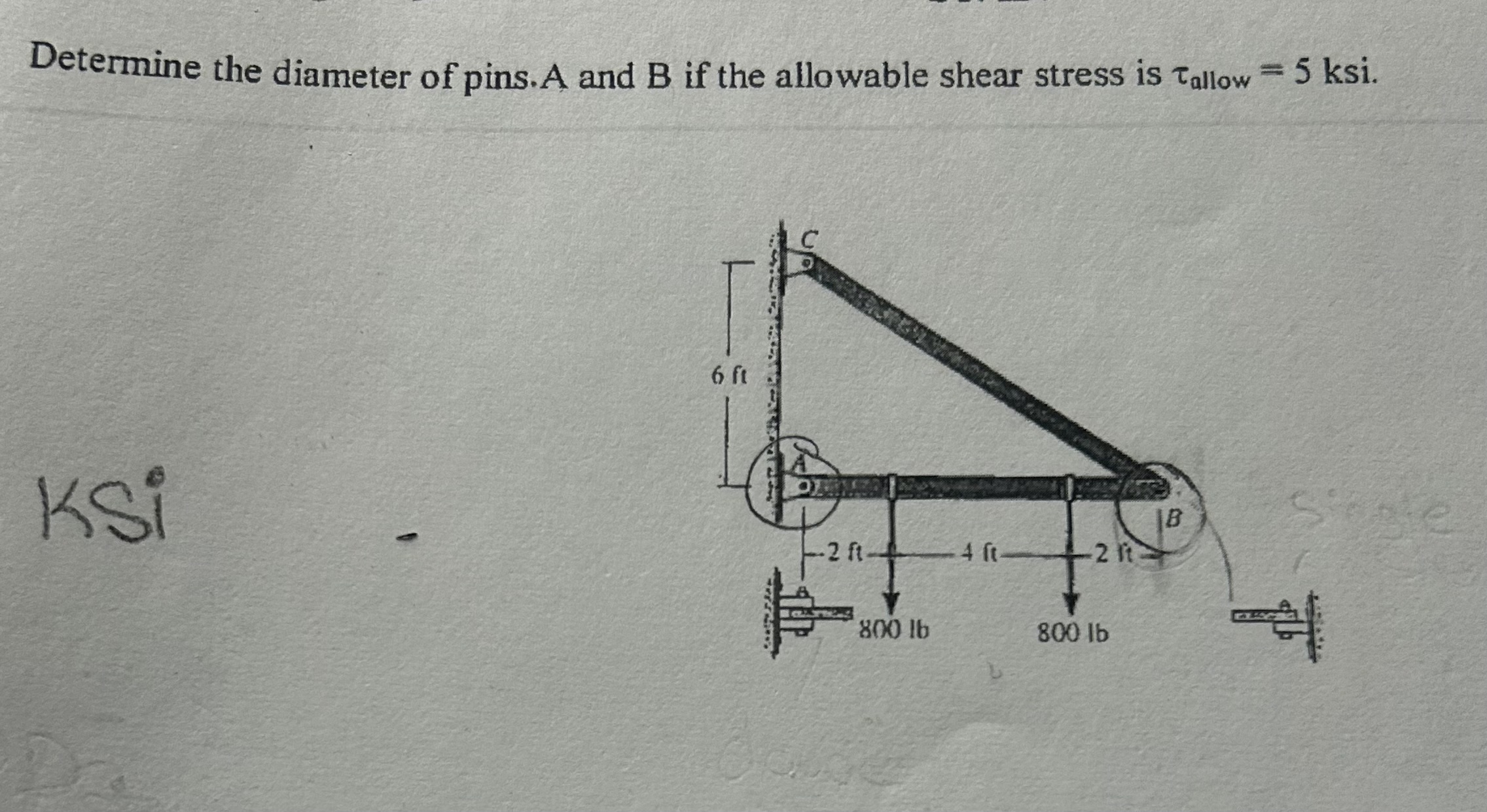 Solved Determine the diameter of pins. A and B ﻿if the | Chegg.com