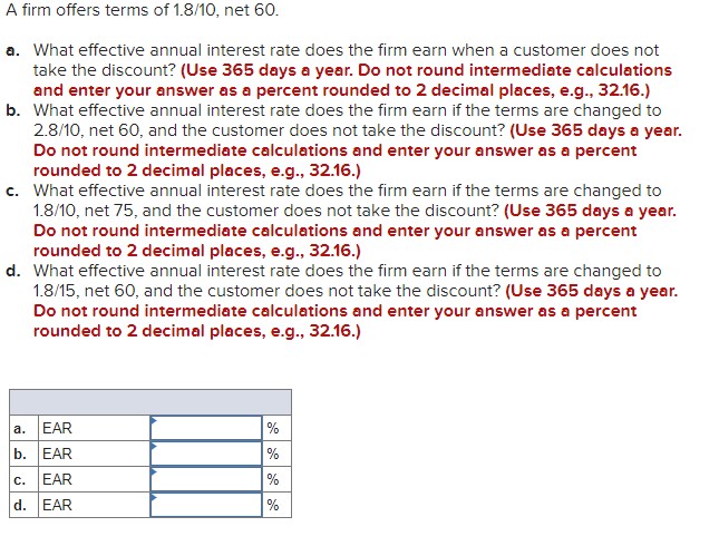 Solved a. What effective annual interest rate does the firm | Chegg.com