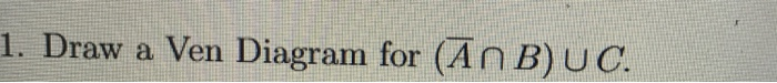 Solved 1. Draw a Ven Diagram for (An B)UC | Chegg.com