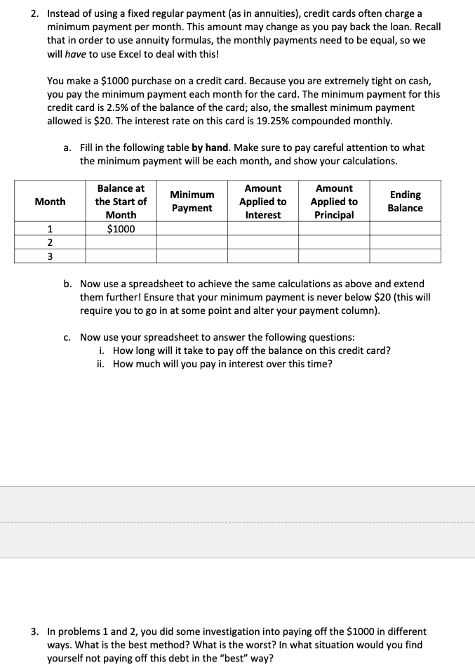 Solved 2. Instead of using a fixed regular payment (as in | Chegg.com