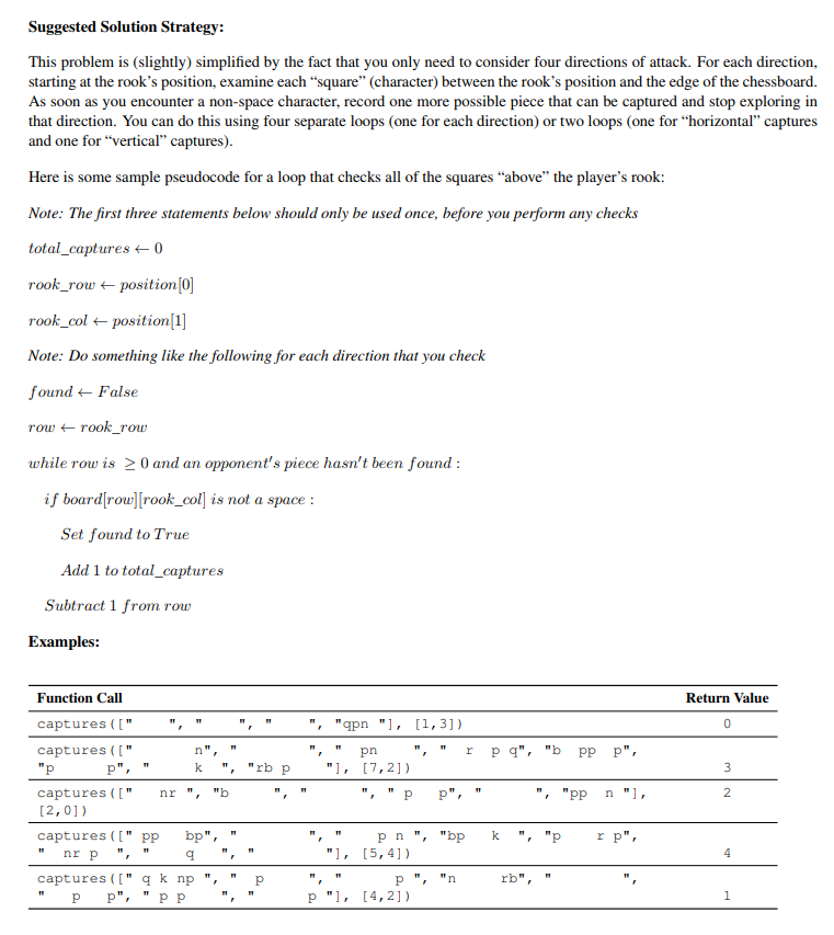 (PYTHON) Part I: By Rook or By Crook (10 points) | Chegg.com