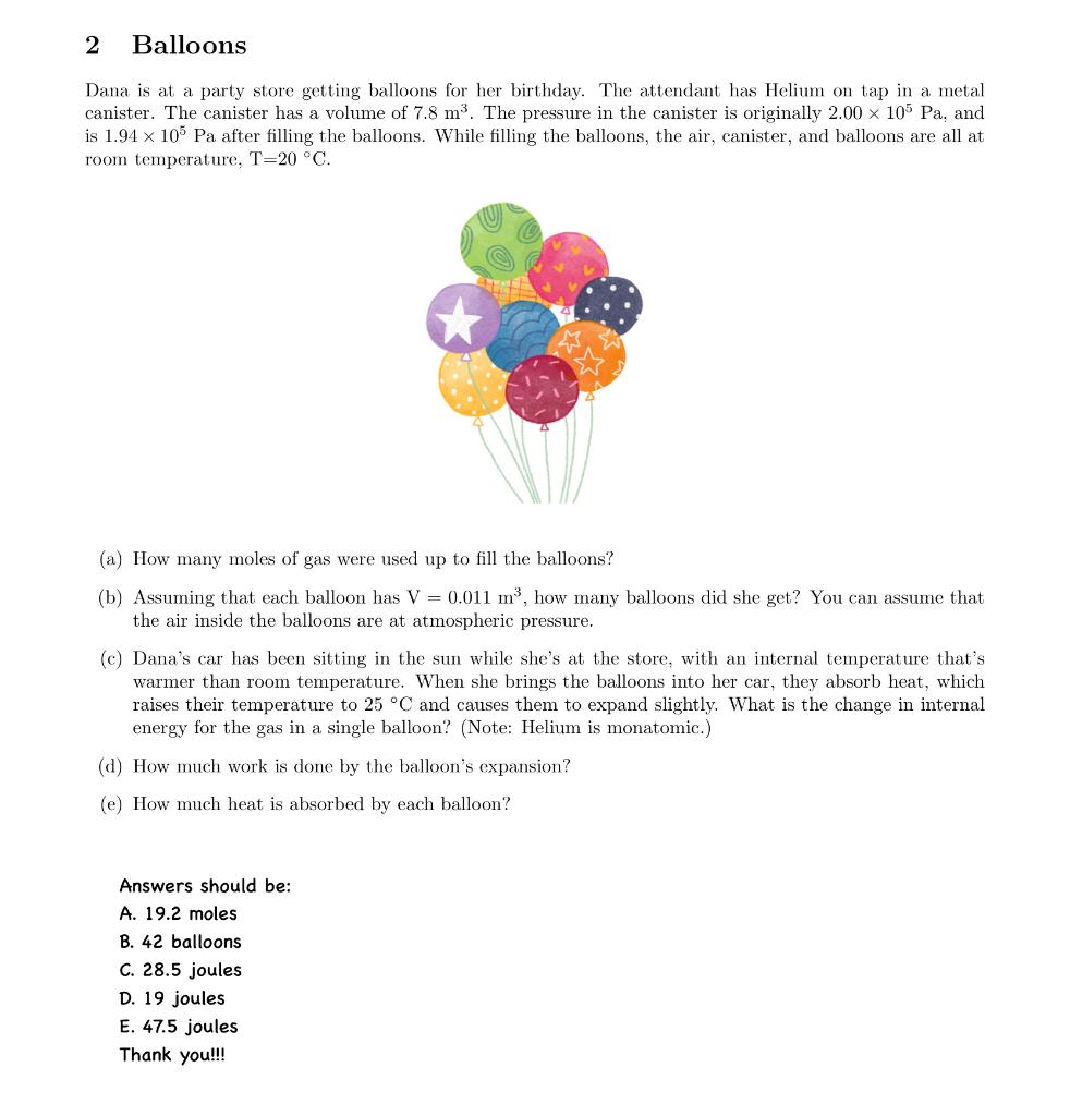 Solved 2 Balloons Dana is at a party store getting balloons | Chegg.com