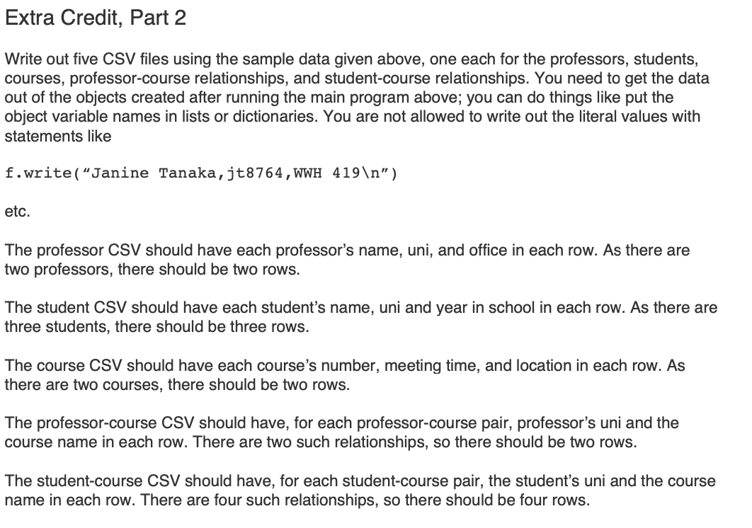 Extra Credit, Part 1 (You can do either or both parts | Chegg.com