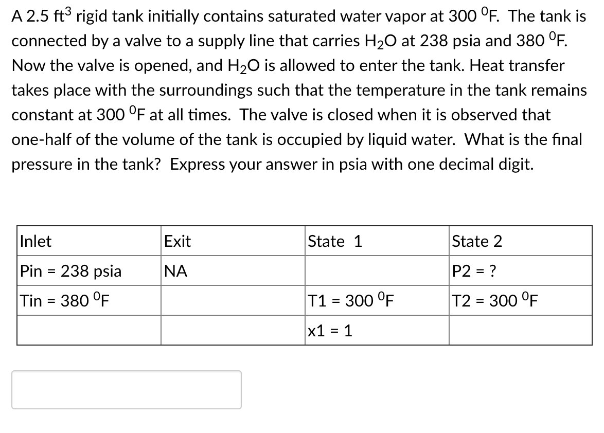 Solved A 2.5 ft3 rigid tank initially contains saturated | Chegg.com