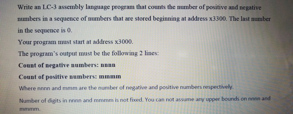 Solved Write an LC-3 assembly language program that counts | Chegg.com