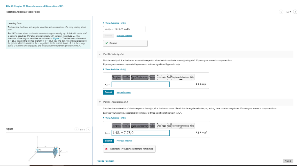 Solved CHw #9 Chapter 20 Three dimensional Kinematics of RB | Chegg.com