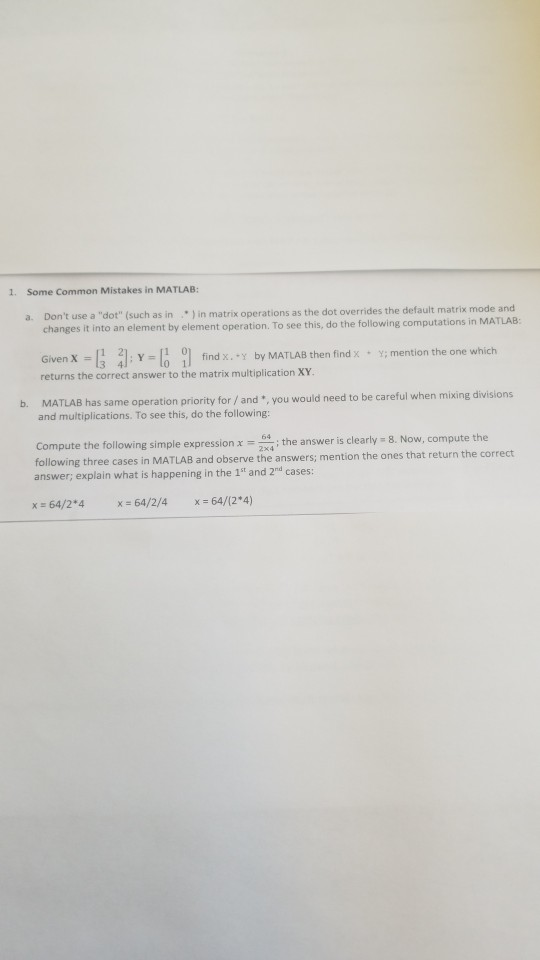 Solved The Following Is A Matlab Exercise Please Provide