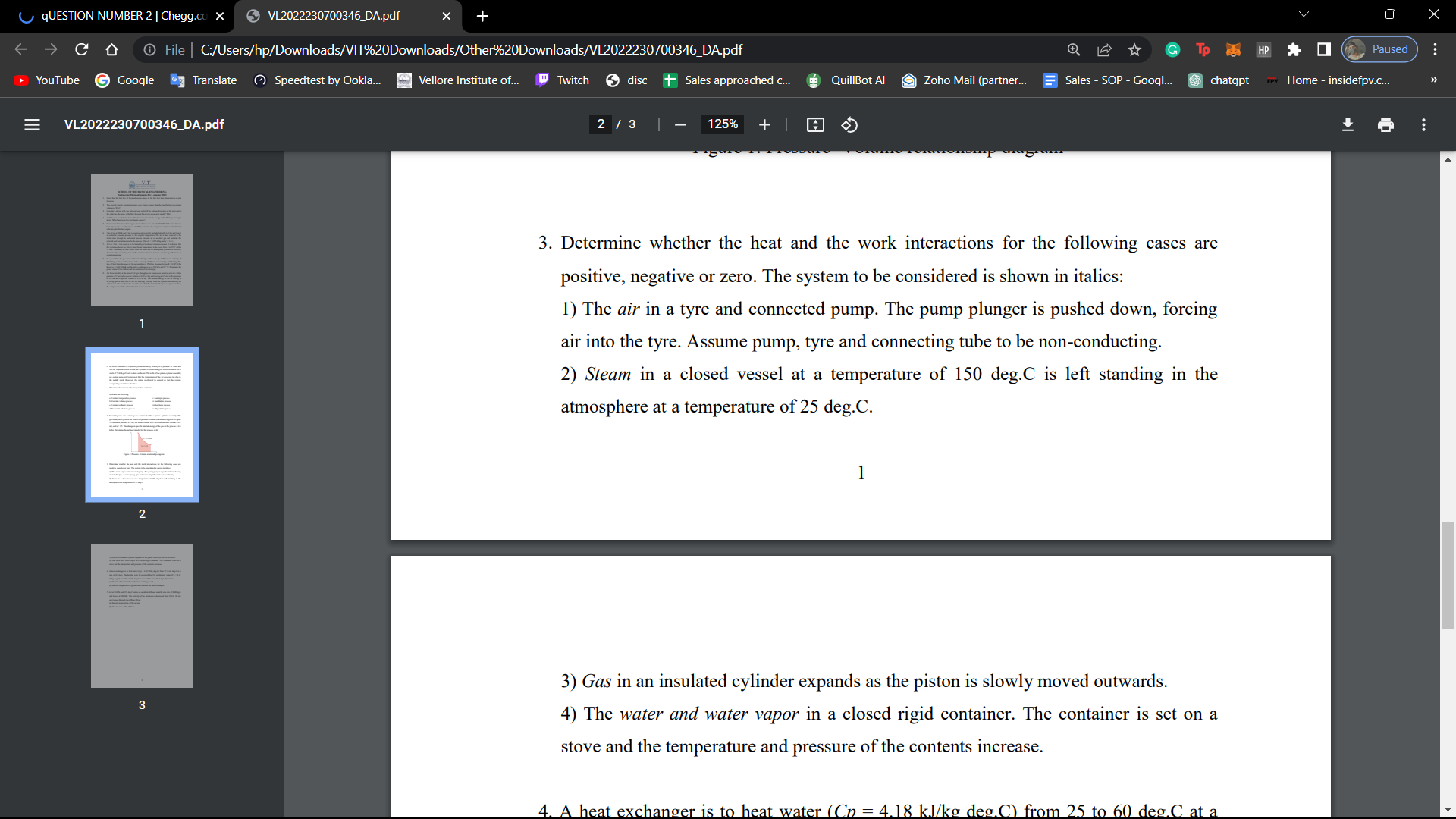 Solved 3. Determine whether the heat and the work | Chegg.com