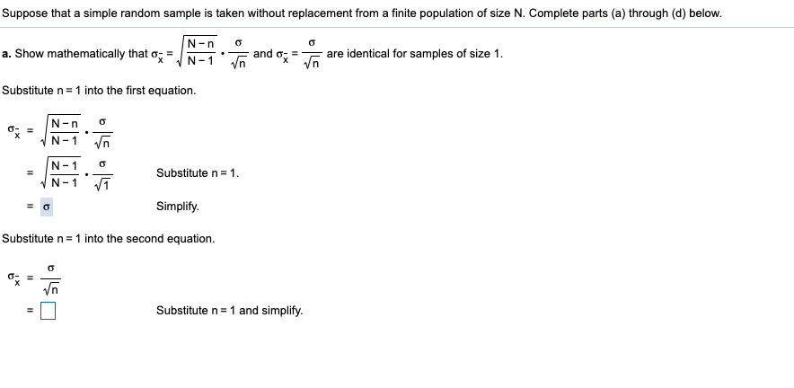 Solved Suppose That A Simple Random Sample Is Taken Without 5092