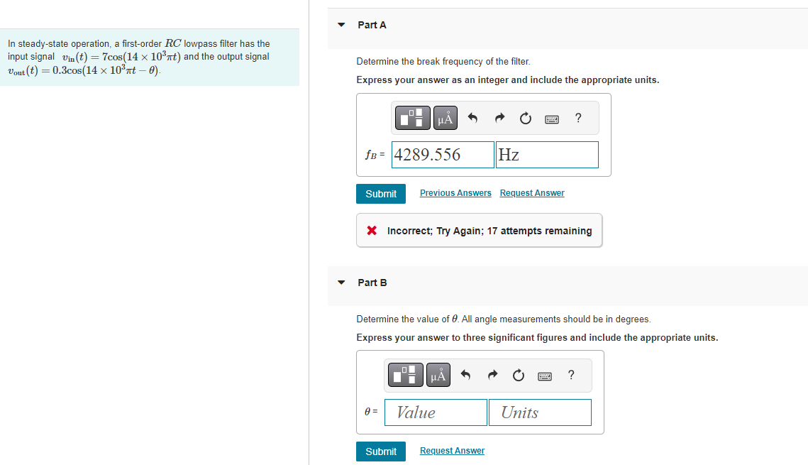 Solved In steady-state operation, a first-order RC lowpass | Chegg.com