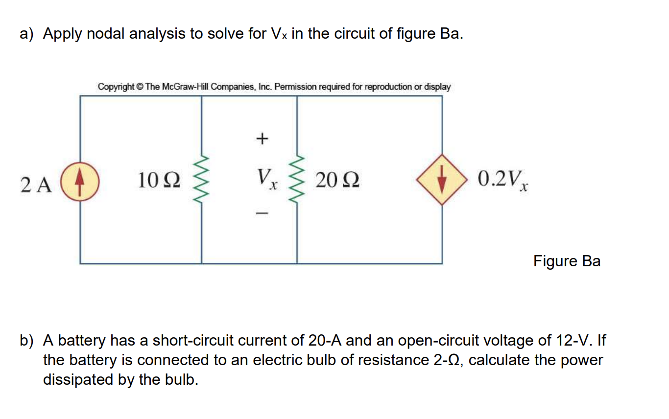 Solved a) Apply nodal analysis to solve for Vx in the | Chegg.com