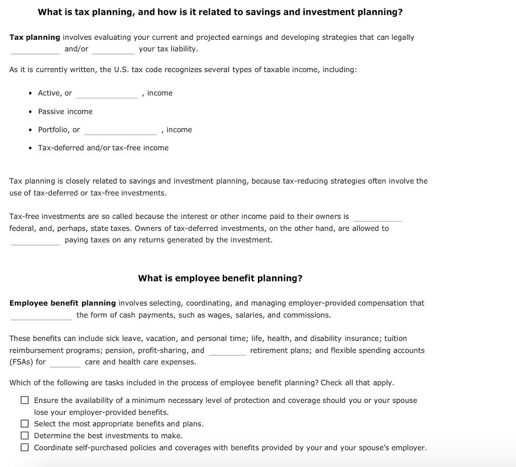 Solved What is tax planning, and how is it related to | Chegg.com