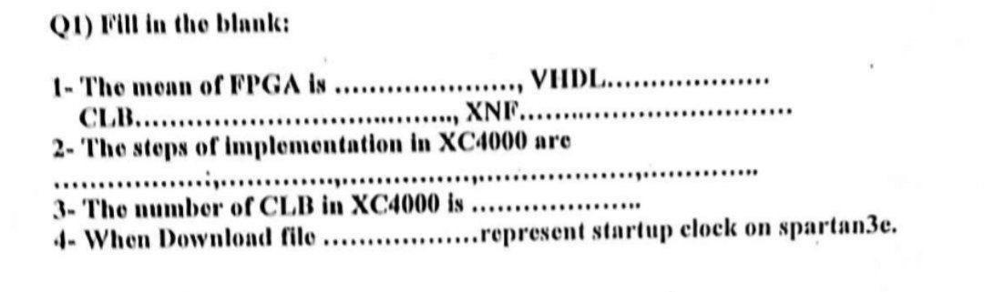 Solved (1) Fill in the blank: 1 - The mean of FPGA IN | Chegg.com