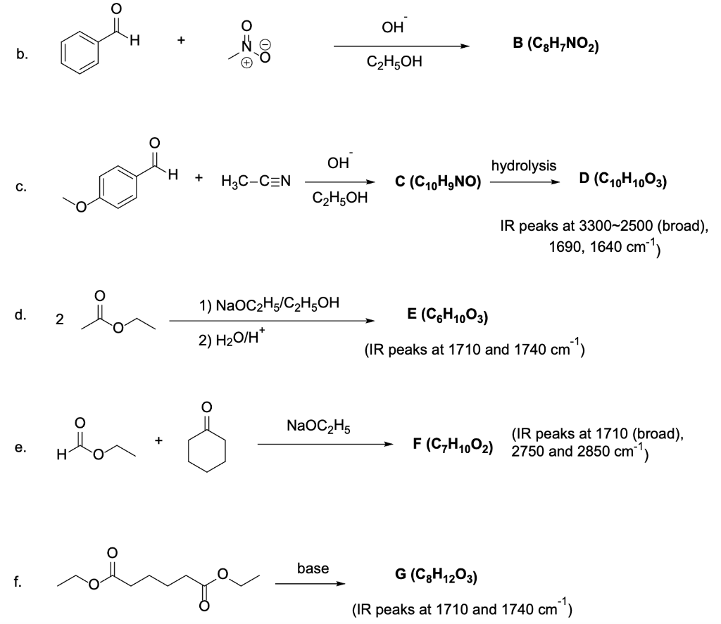 Solved a. н O б ОН C2H5OH A (C15H12O) b. C. d. e. f. is 2 | Chegg.com