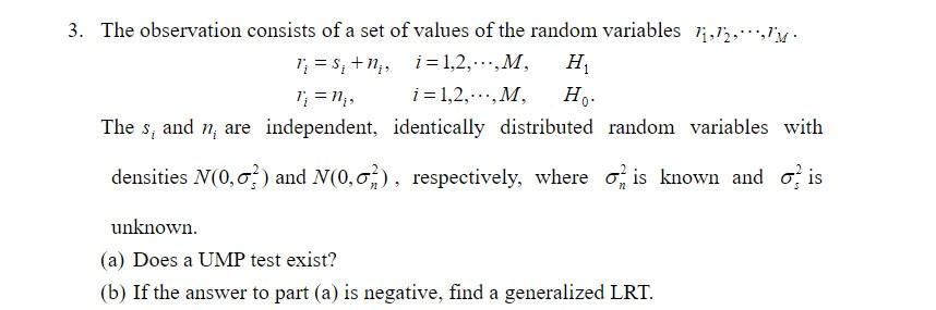 Solved 3. The observation consists of a set of values of the | Chegg.com