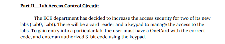 Solved Part II -Lab Access Control Circuit: The ECE | Chegg.com