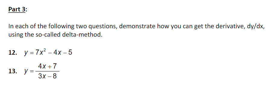 Solved Part 3: In each of the following two questions, | Chegg.com