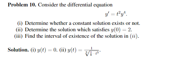 Solved Problem 10. Consider the differential equation y' = | Chegg.com