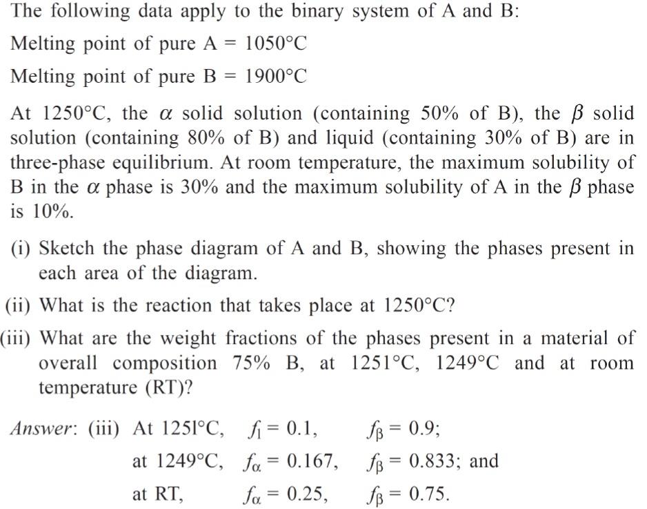 The following data apply to the binary system of A | Chegg.com
