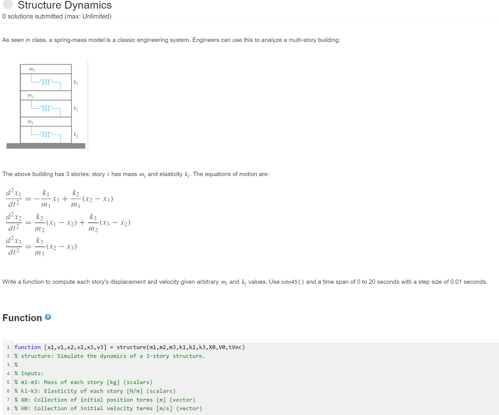 Solved Structure Dynamics O solutions submitted (max: | Chegg.com