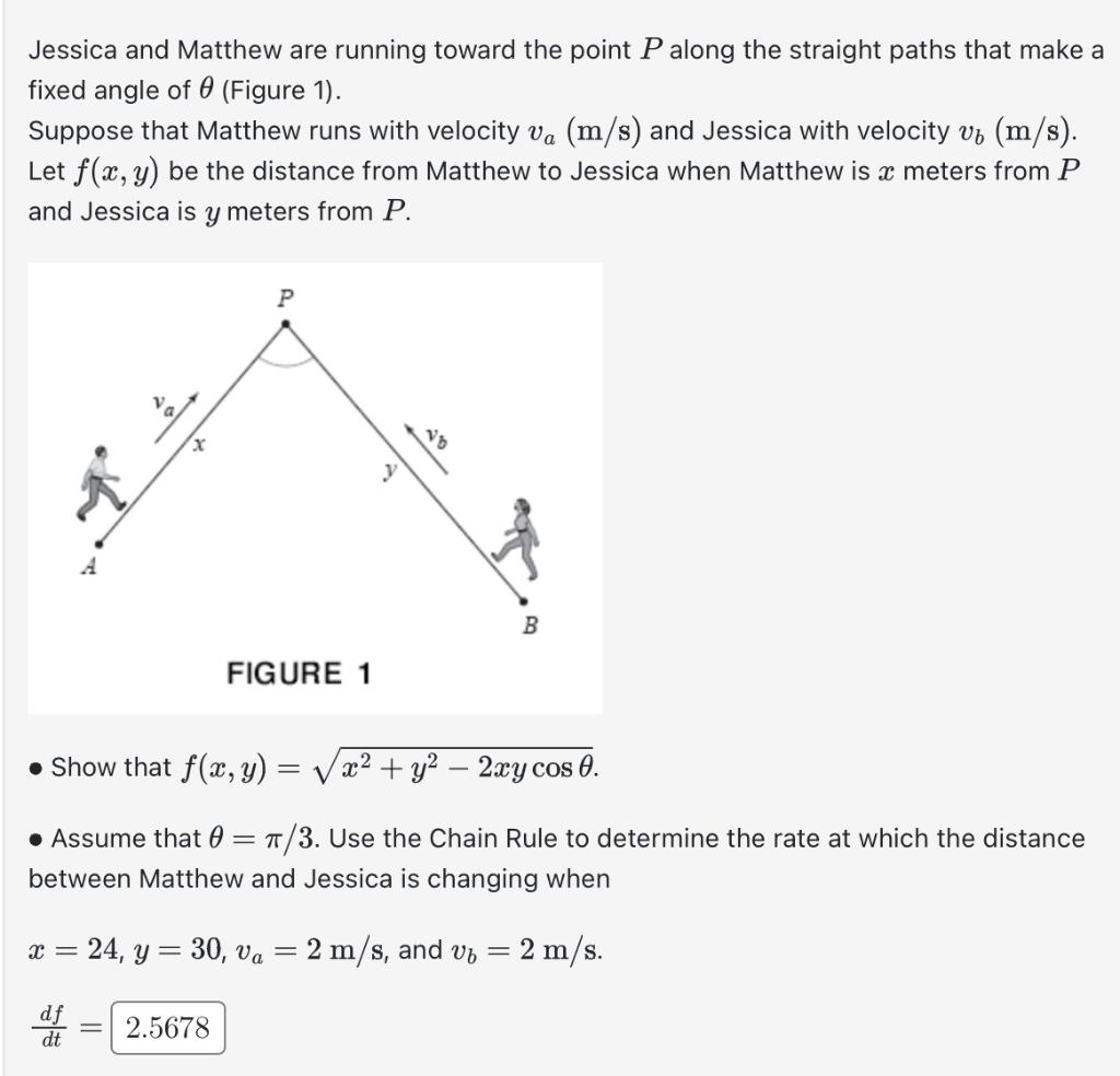 Solved Jessica and Matthew are running toward the point P | Chegg.com