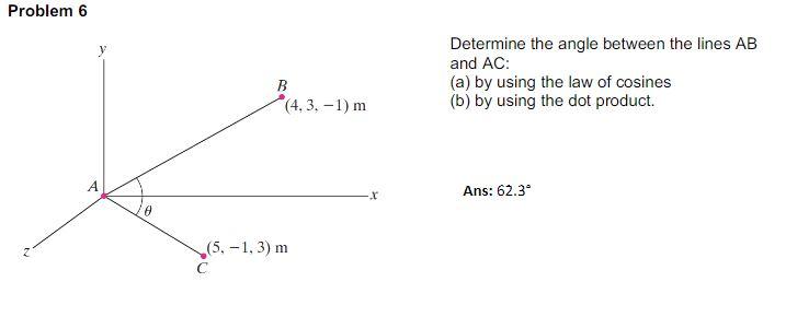Solved Problem 6 Determine the angle between the lines AB | Chegg.com