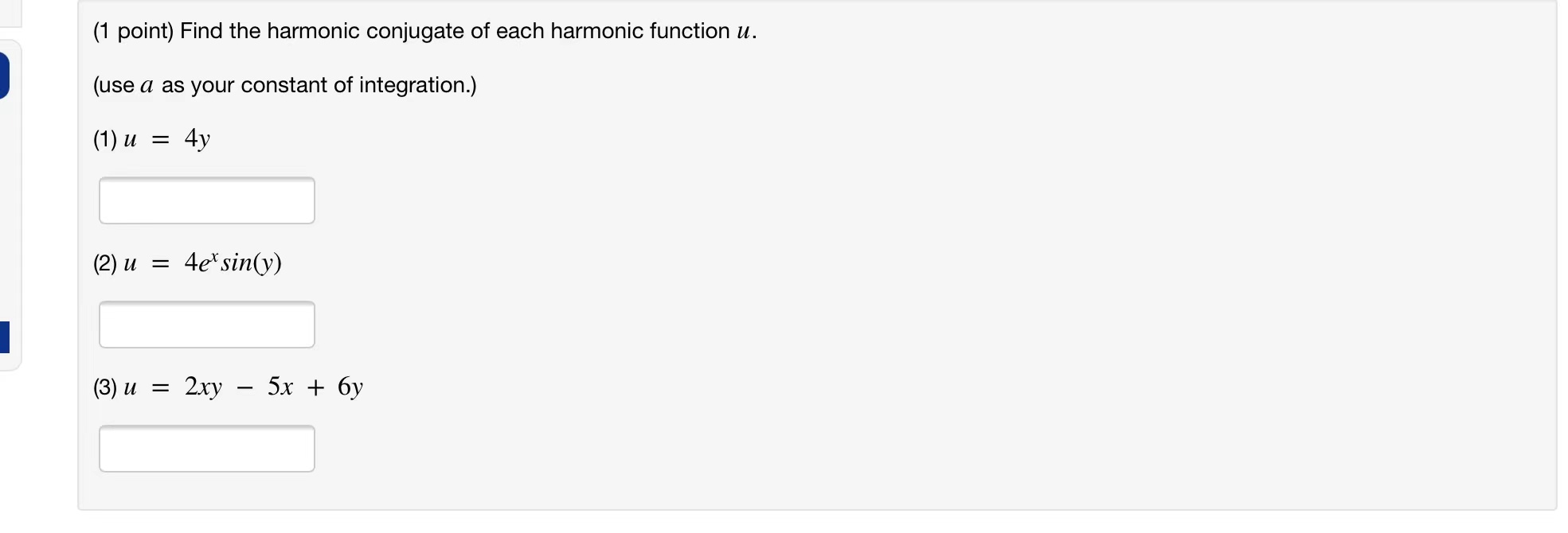 Solved 1 Point Find The Harmonic Conjugate Of Each Chegg