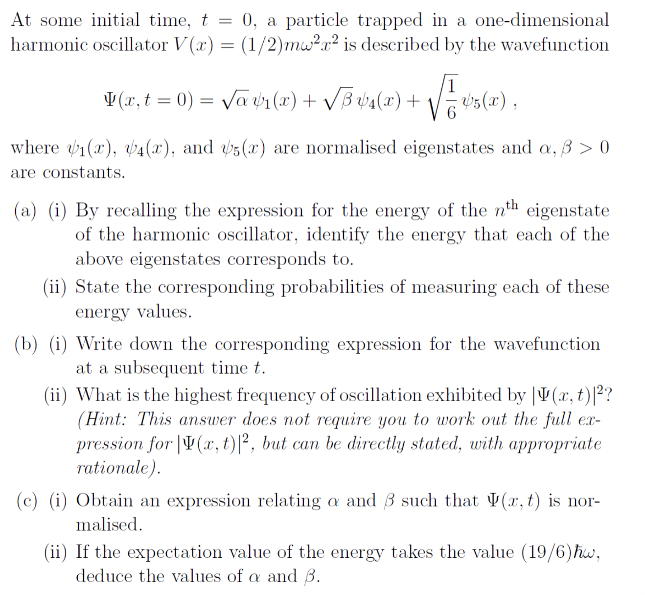 Solved At some initial time, t=0, a particle trapped in a | Chegg.com