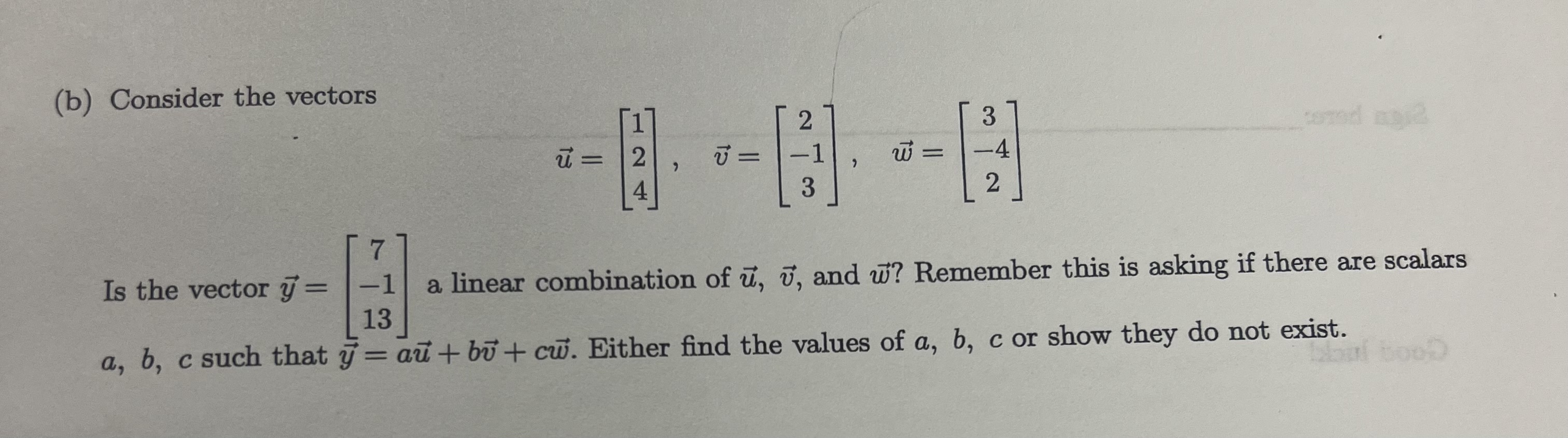 Solved (b) Consider the vectors | Chegg.com