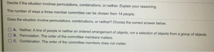 Solved Decide if the situation involves permutations, | Chegg.com