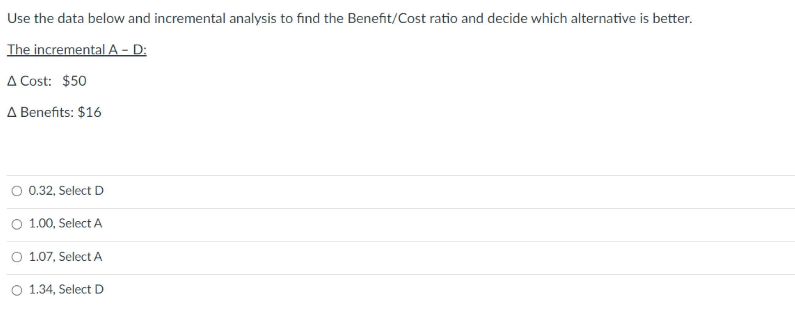 Solved Use the data below and incremental analysis to find | Chegg.com
