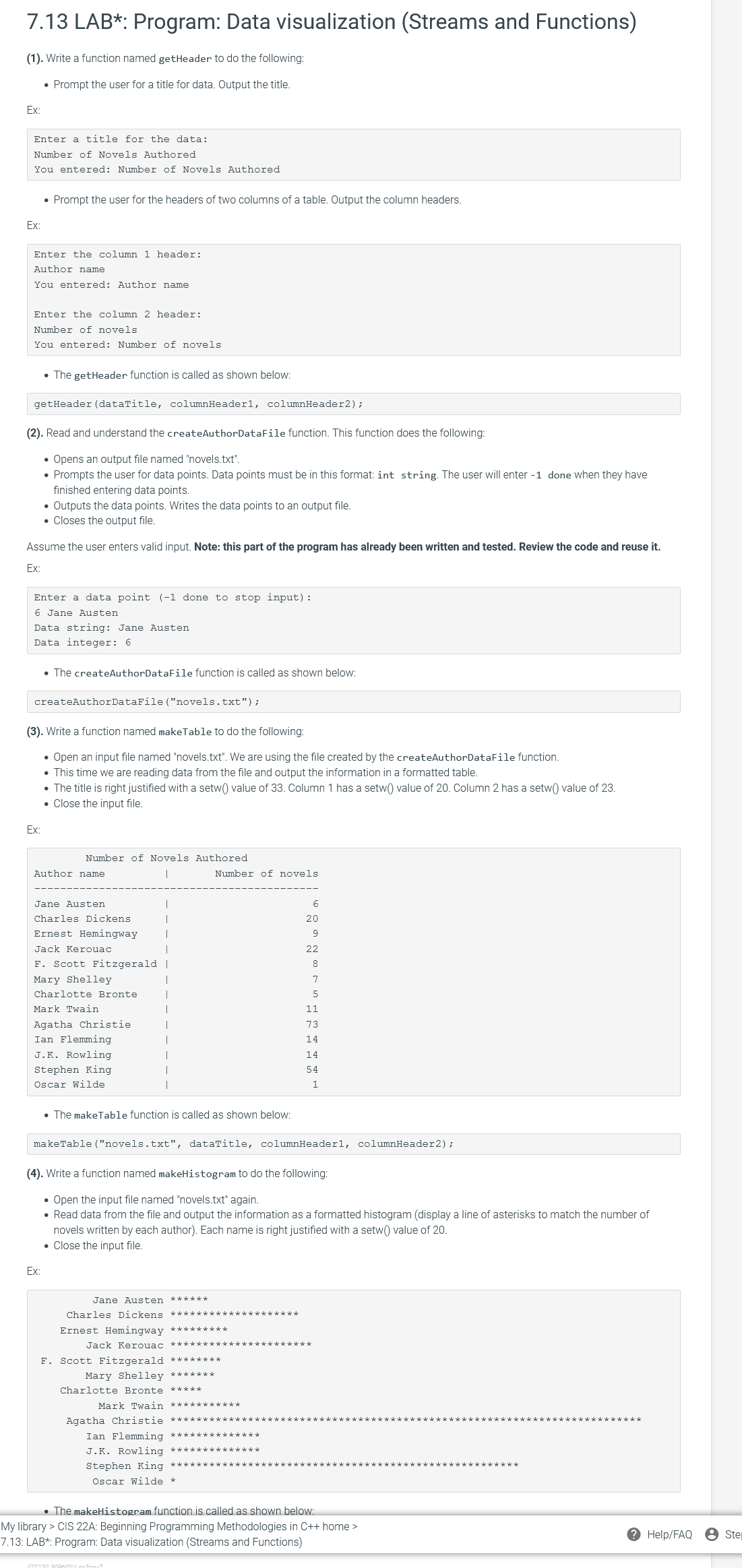 Solved (2). Read and understand the createAuthorDataFile | Chegg.com